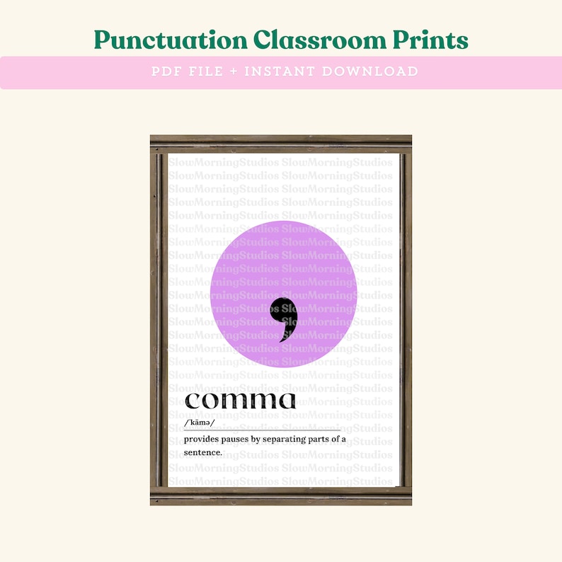Punctuation Classroom Poster Print | Grammar Poster Print | English ...