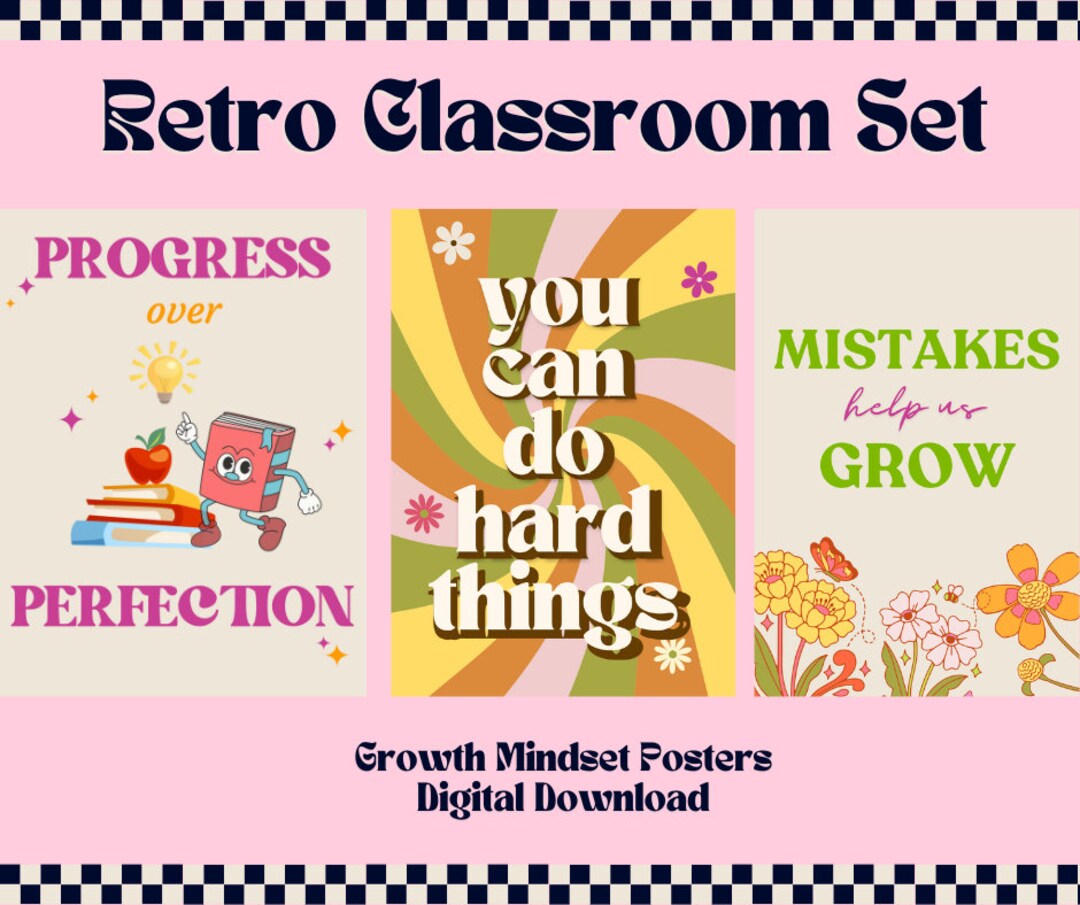Retro Classroom Decor Bundle | Digital Download | Retro Classroom Art ...