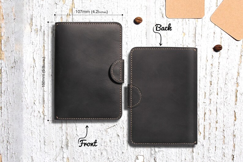 Handmade Full Grain Leather Passport Wallet: AirTag Holder, Monogrammed ...