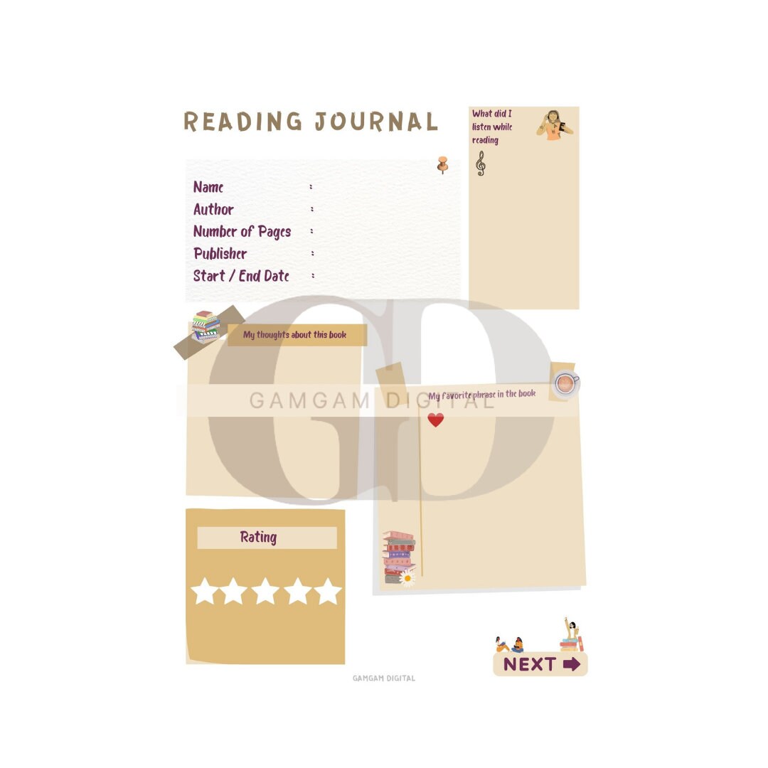 Printable & Digital Reading Journal - Etsy