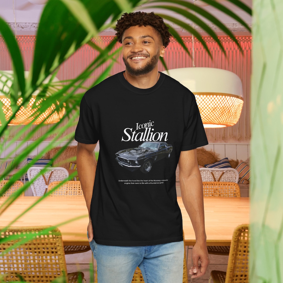 Iconic Stallion, Mustang Car, Vintage Ford Mustang Tee, Car Show ...