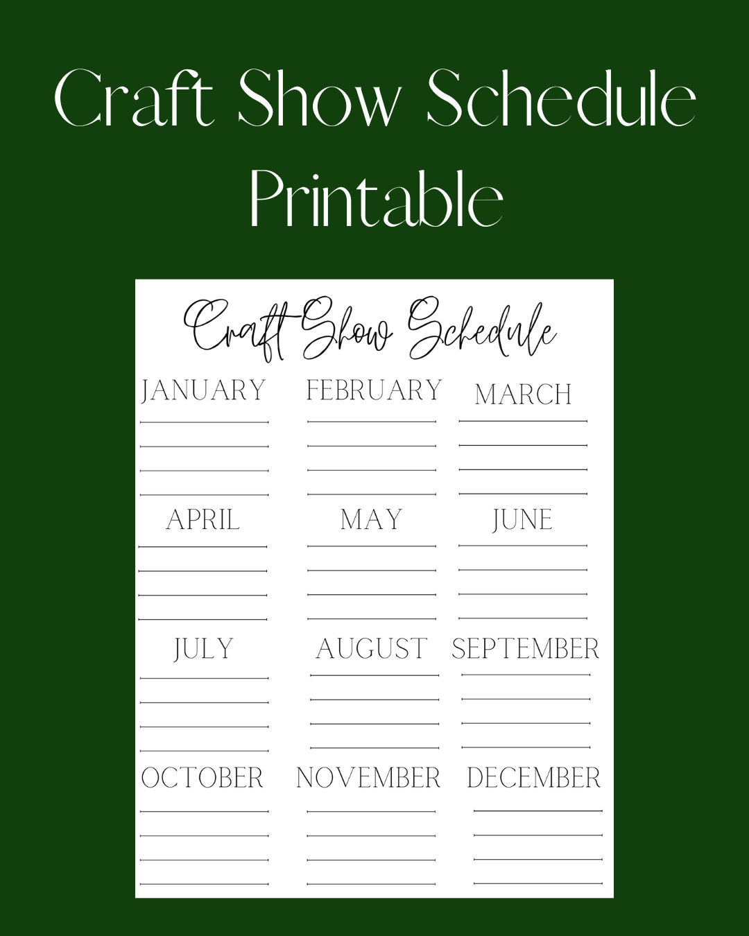 Craft Show Printable, Schedule Printable, Small Business Materials - Etsy