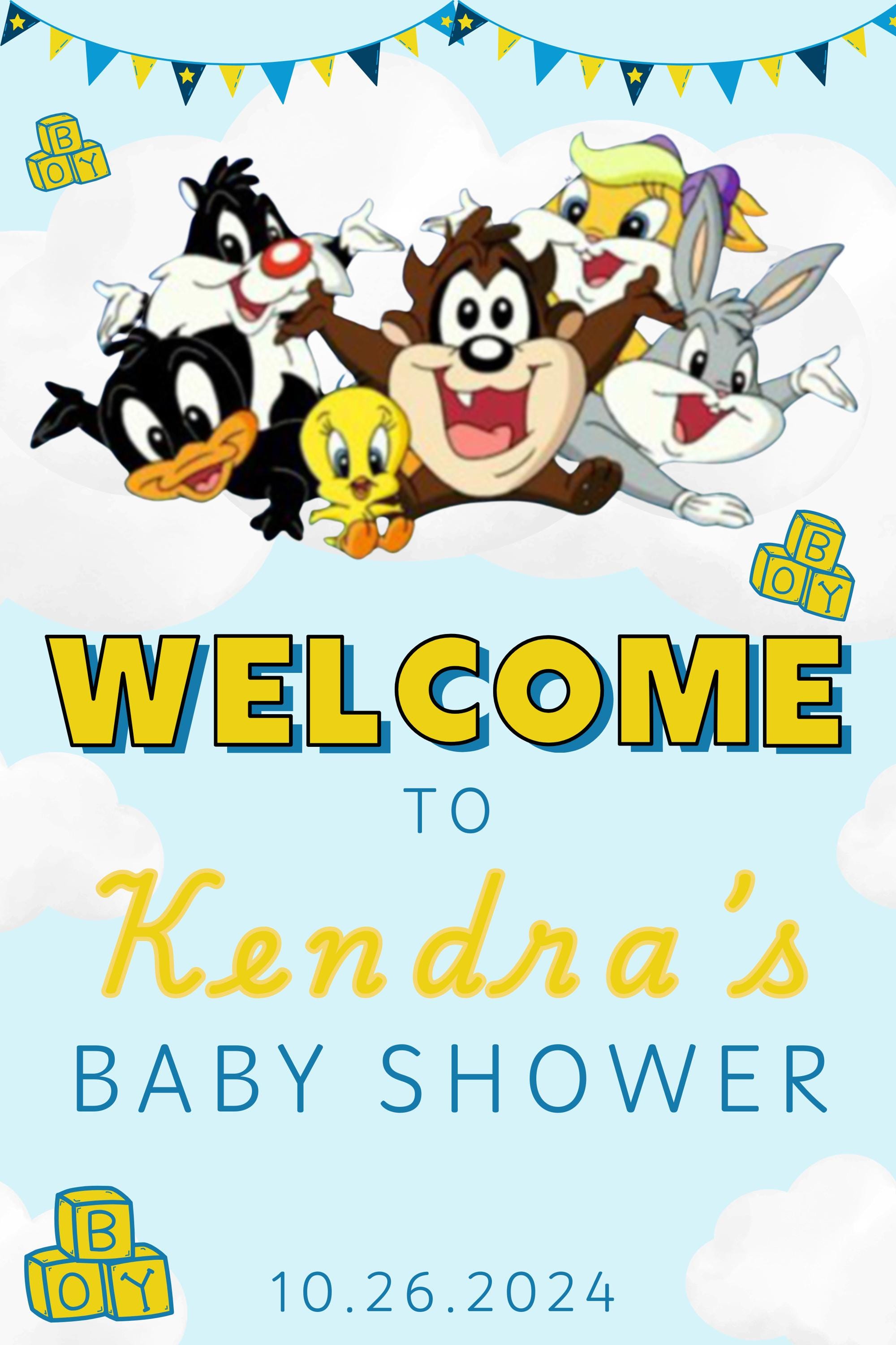 Baby Looney Tunes Baby Shower Welcome Sign - Etsy