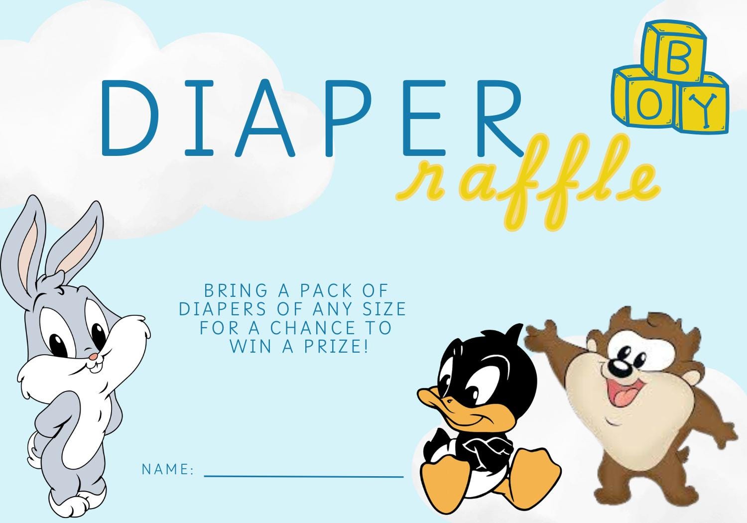 Looney Tunes Baby Shower Invitation Package Boy & Girl Options - Etsy