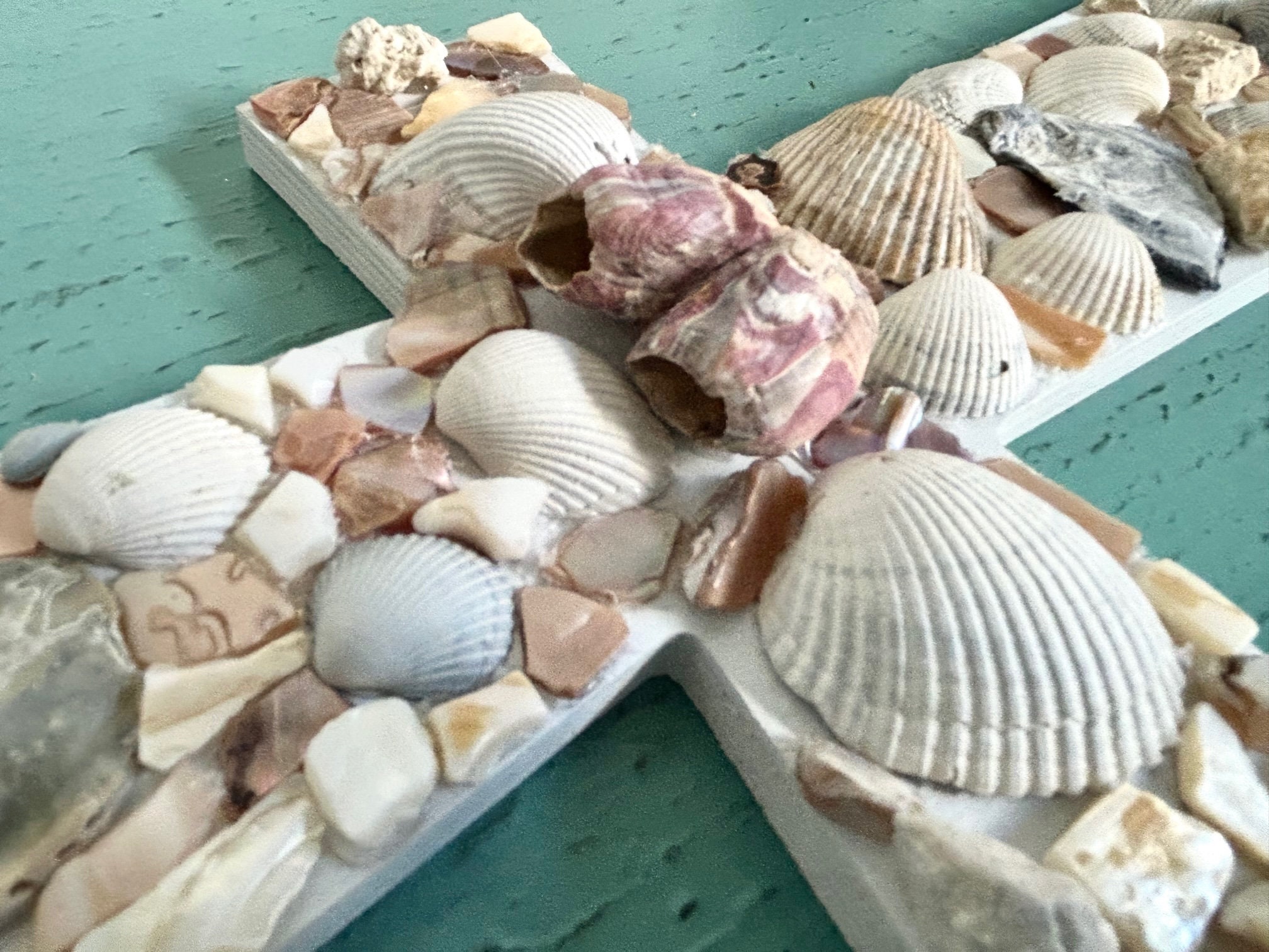 Shell Cross, Seashell Craft, Seashell Art, Wood Shell Cross, Beach Gift ...
