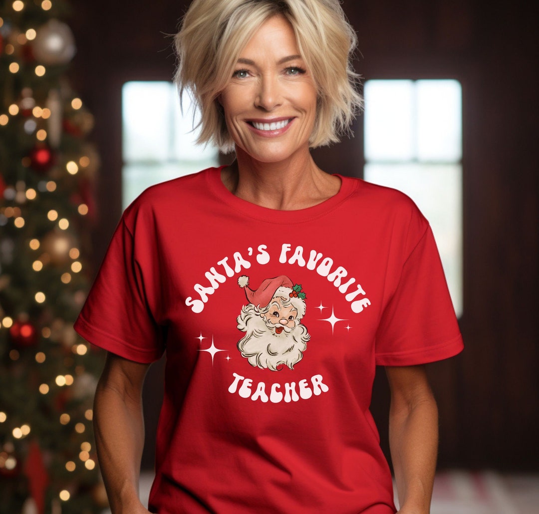 Santas Favorite Teacher Teacher T Vintage Santa Teacher