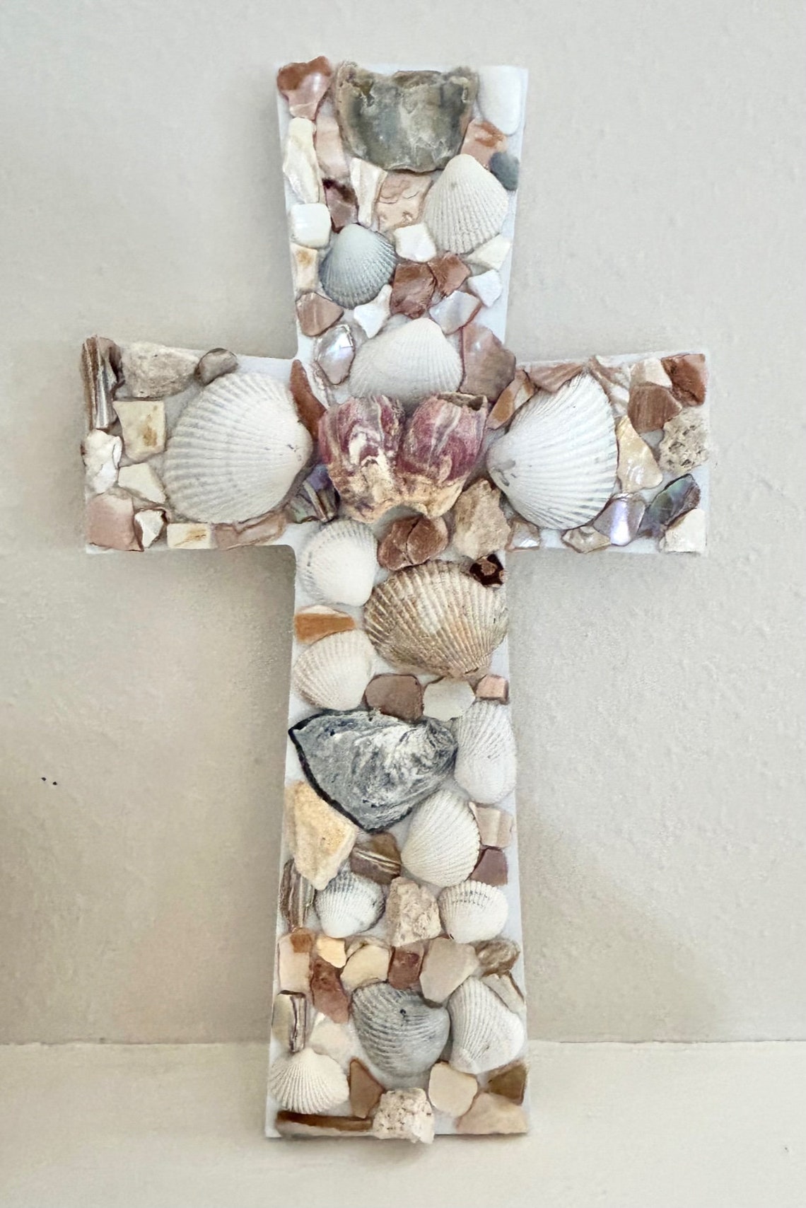 Shell Cross, Seashell Craft, Seashell Art, Wood Shell Cross, Beach Gift ...