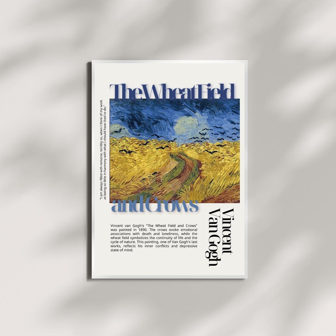 The Wheatfield and Crows by Van Gogh - Digital Downloadable Wall Decor ...