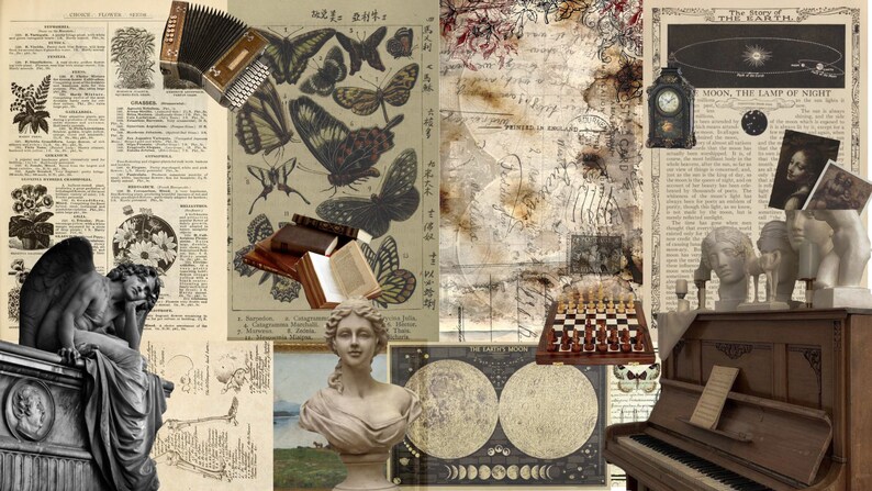 Dark Academia Scrapbooking Printable Kit, Dark Academia Kit, Aesthetic ...