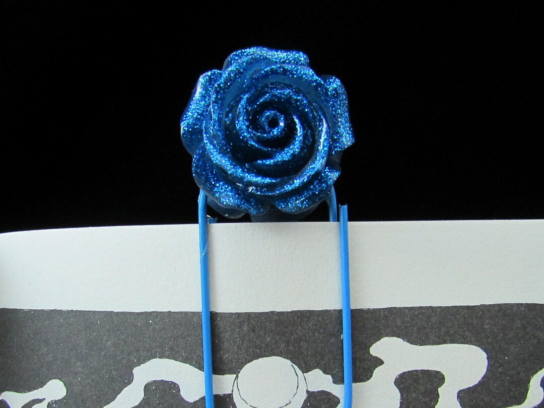 Blue Glitter Rose 2 Inch Paper Clip Bookmark - Etsy