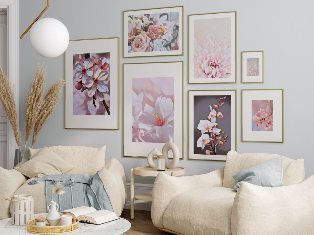 Boho Flower Art Set, Flower Art Set, Flower Wall Art, Boho Flower Print ...