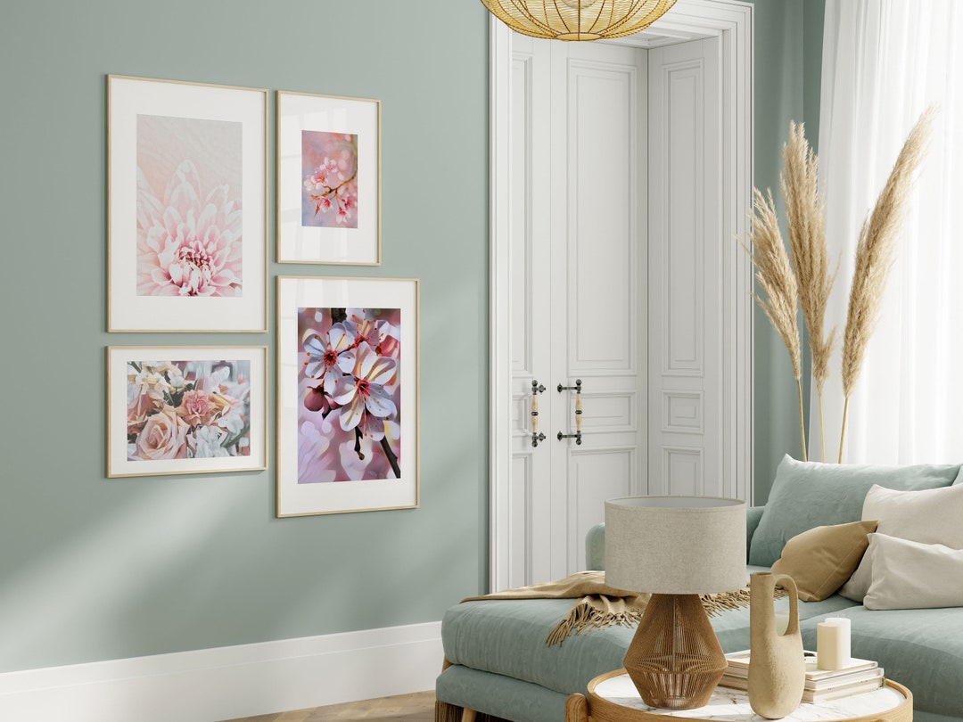 Boho Flower Art Set, Flower Art Set, Flower Wall Art, Boho Flower Print ...