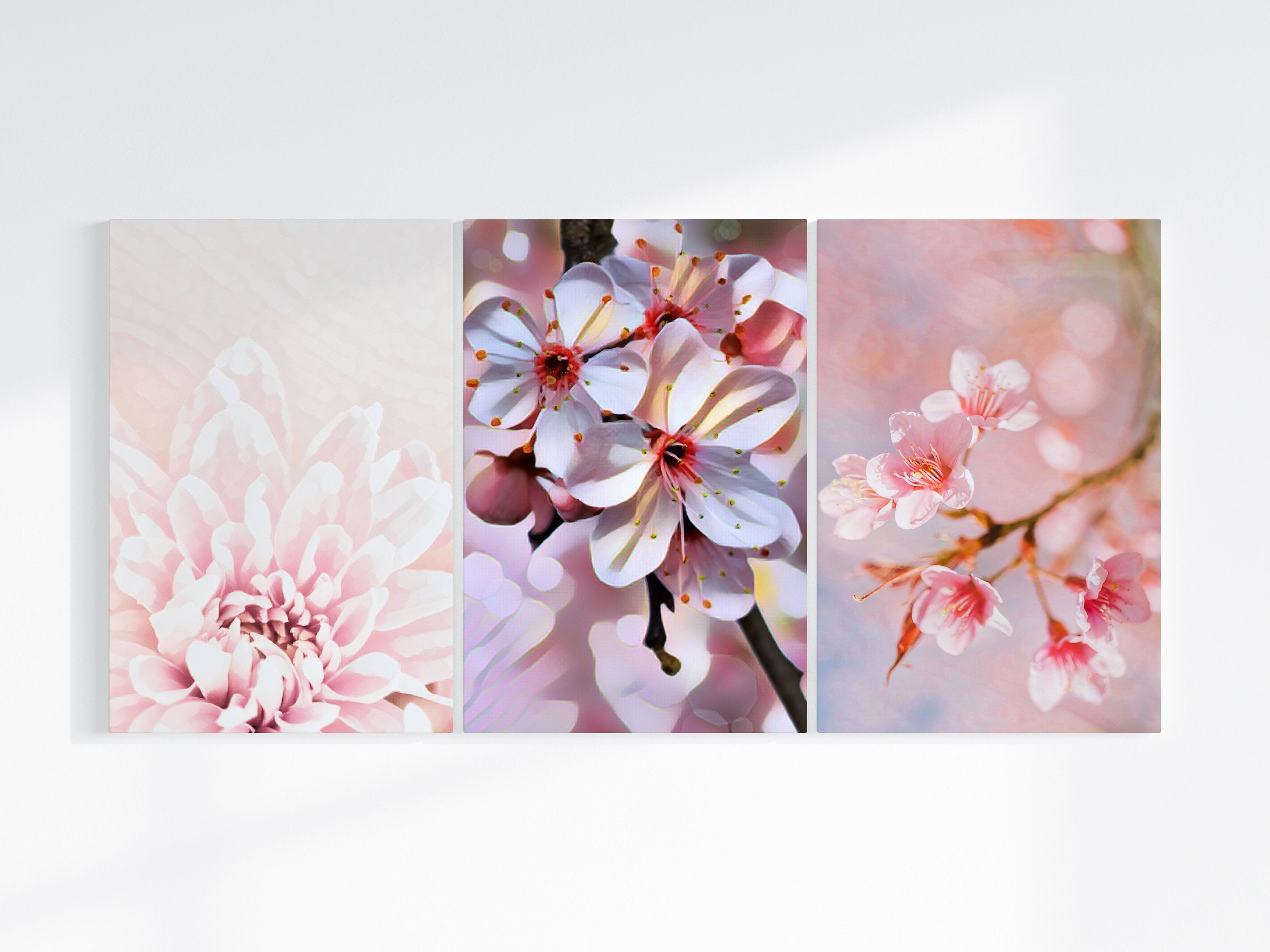 Boho Flower Art Set, Flower Art Set, Flower Wall Art, Boho Flower Print ...