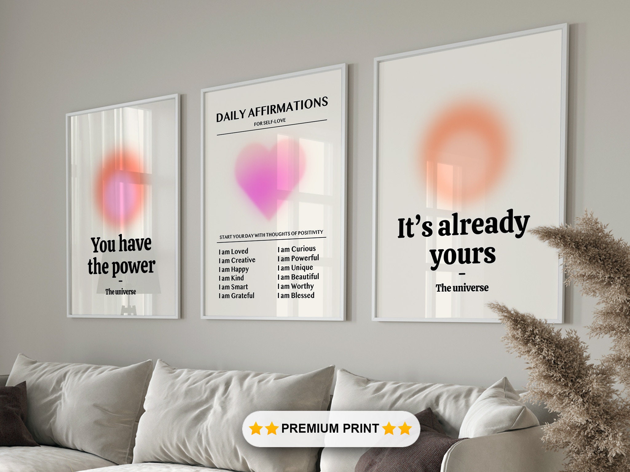 Set of 3 Daily Affirmations Posters. Good Energy. High Vibration ...