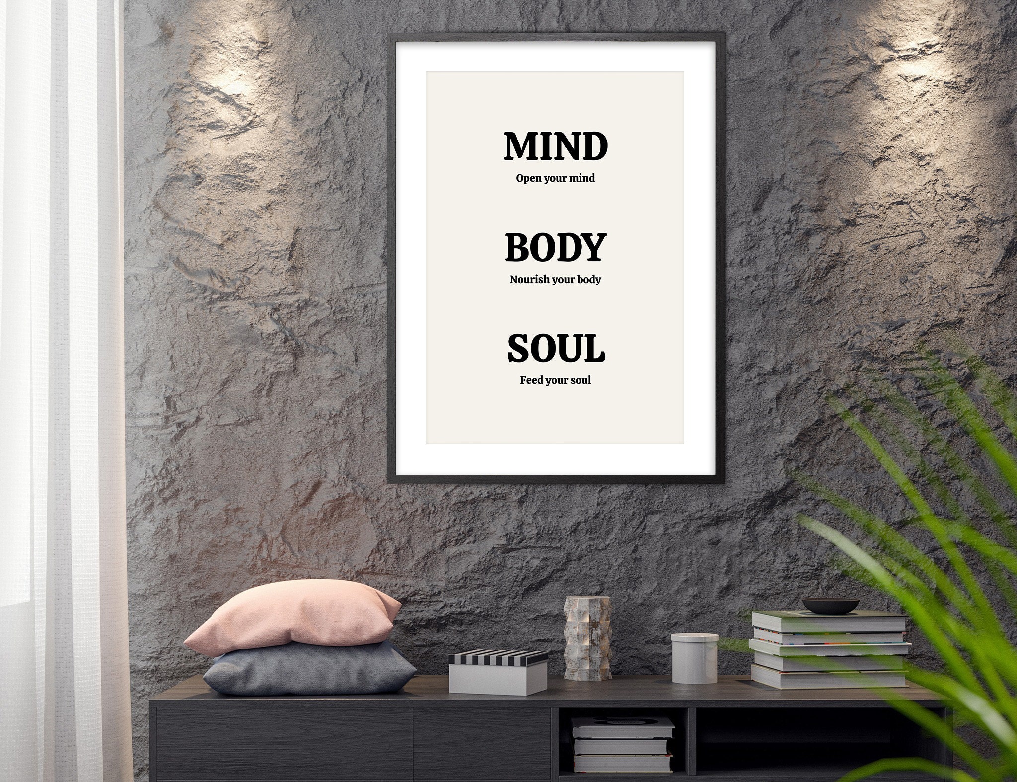 Mind Body Soul Poster. Neutral Color Inspirational Quote Print. Modern ...