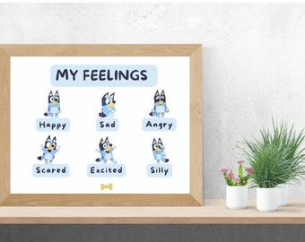 Bluey Feelings Chart Digital Download Bluey Emotions Poster - Etsy
