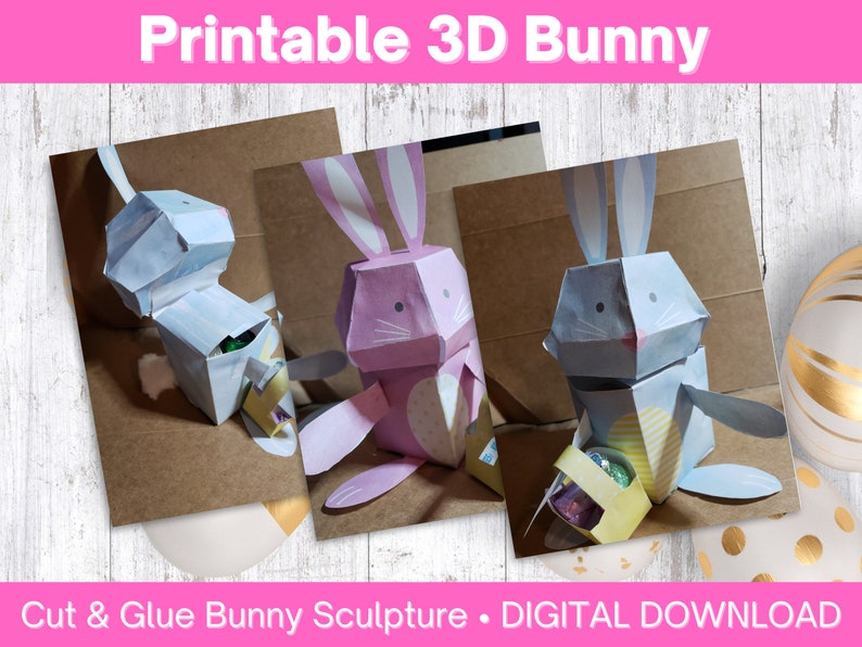 Printable 3D Bunny - DIY Cut and Glue Bunny Sculpture - Etsy