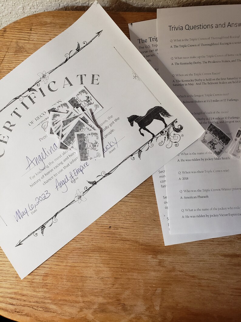 Printable Triple Crown Trivia Set | Instant Download - Etsy
