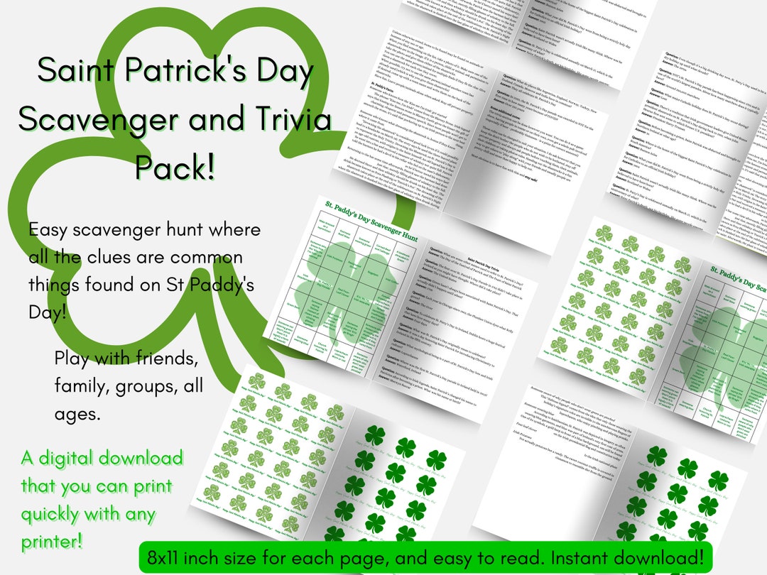Scavenger Hunt and Trivia Pack for Saint Patrick's Day! - Etsy