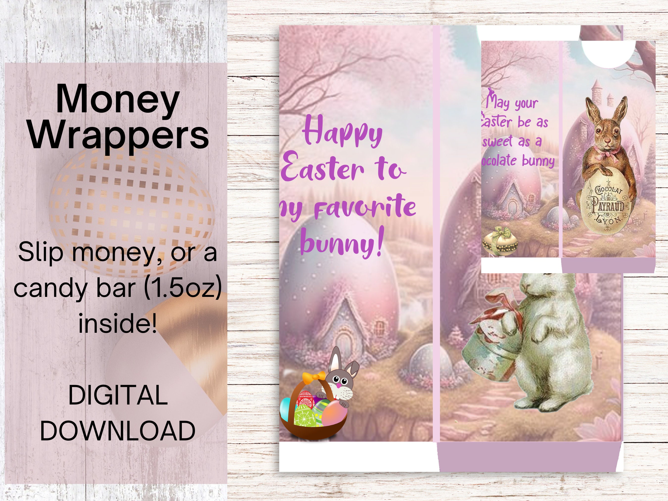 Easter Printable Money or Candy Bar Wrappers | Instant Download - Etsy