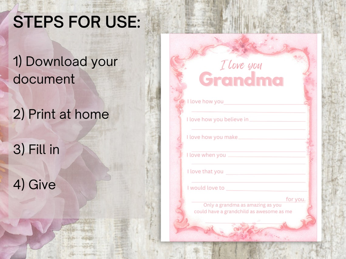 Printable Fillable Mother's Day Note | Instant Download - Etsy