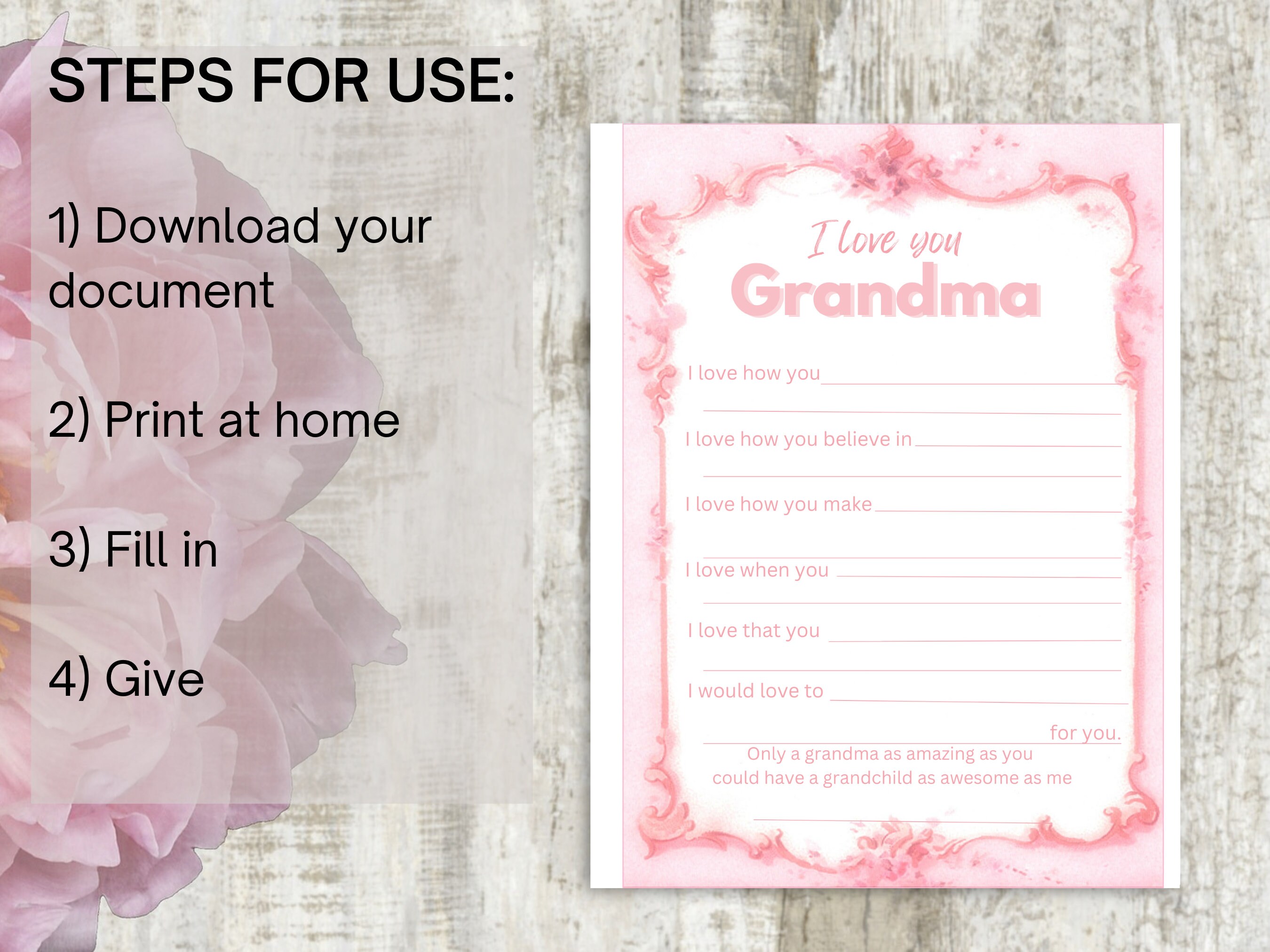 Printable Fillable Mother's Day Note | Instant Download - Etsy