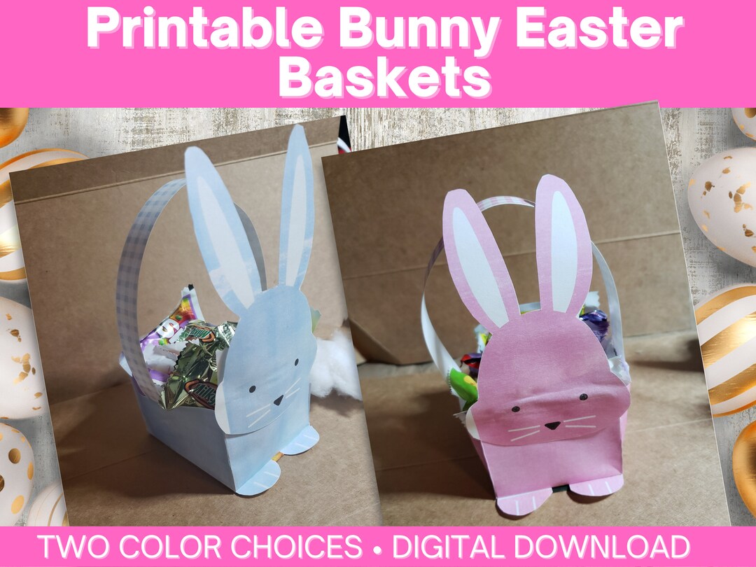 Printable Small Bunny Easter Baskets - DIY Easter Basket Template - Etsy