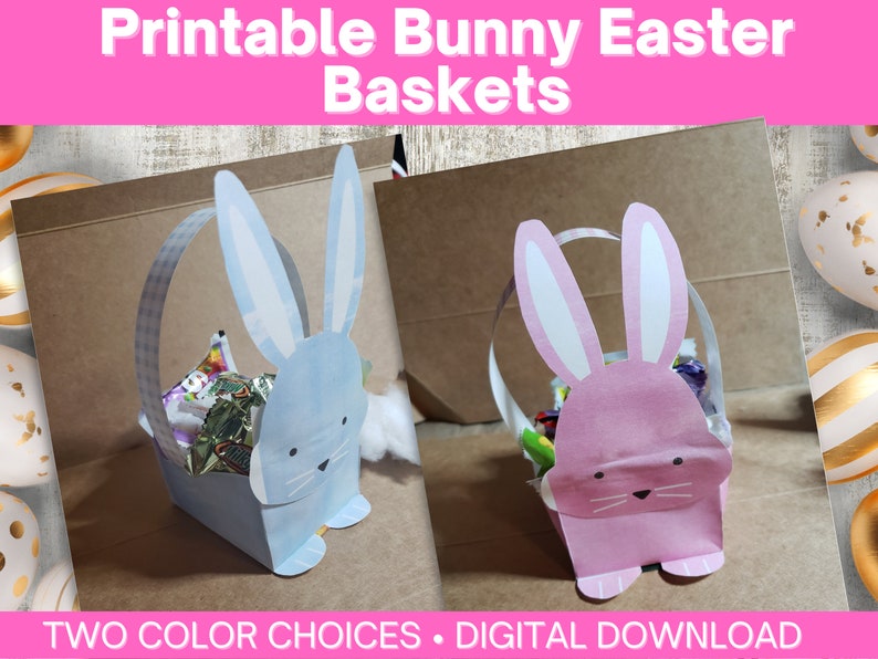 Printable Small Bunny Easter Baskets - DIY Easter Basket Template - Etsy