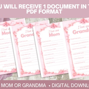 Printable Fillable Mother's Day Note | Instant Download - Etsy