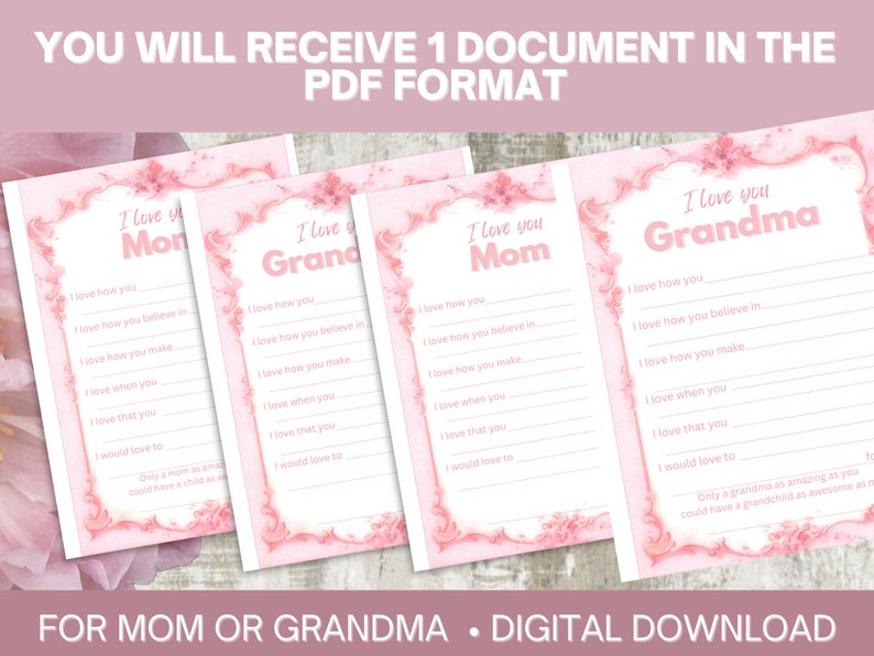 Printable Fillable Mother's Day Note | Instant Download - Etsy