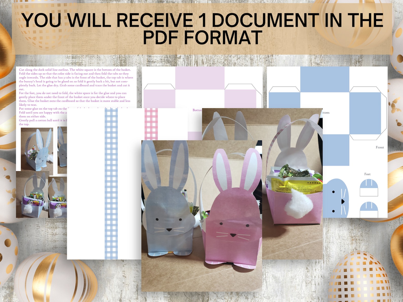 Printable Small Bunny Easter Baskets - DIY Easter Basket Template - Etsy