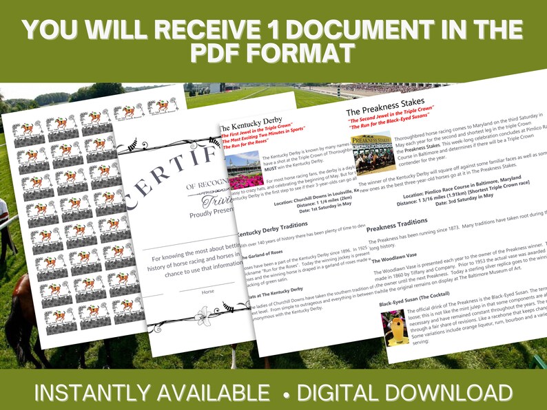 Printable Triple Crown Trivia Set | Instant Download - Etsy