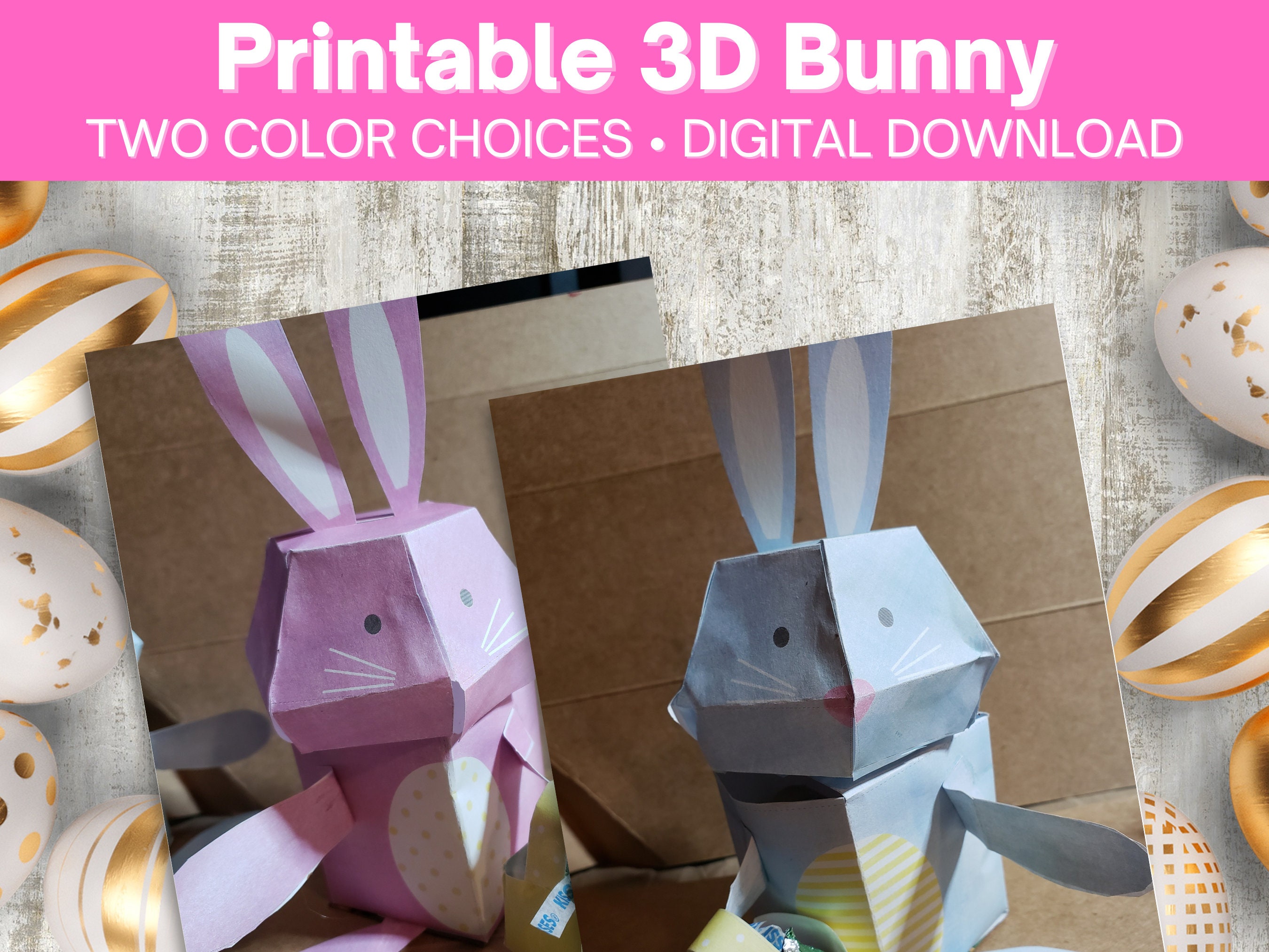 Printable 3D Bunny - DIY Cut and Glue Bunny Sculpture - Etsy