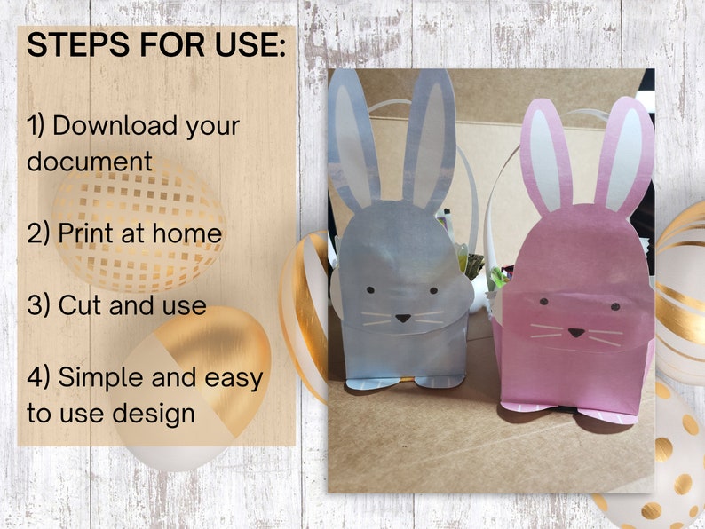 Printable Small Bunny Easter Baskets - DIY Easter Basket Template - Etsy