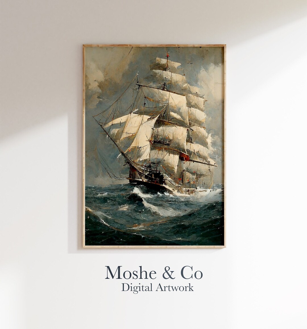 The Old Ship, Vintage Wall Art Decor, Printable Ship Painting ...