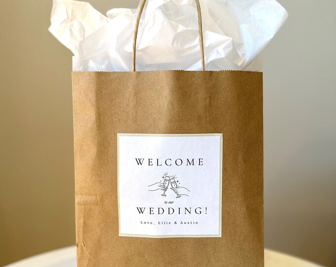 Wedding or Bachelorette Welcome Bag Stickers | Editable Canva Template ...