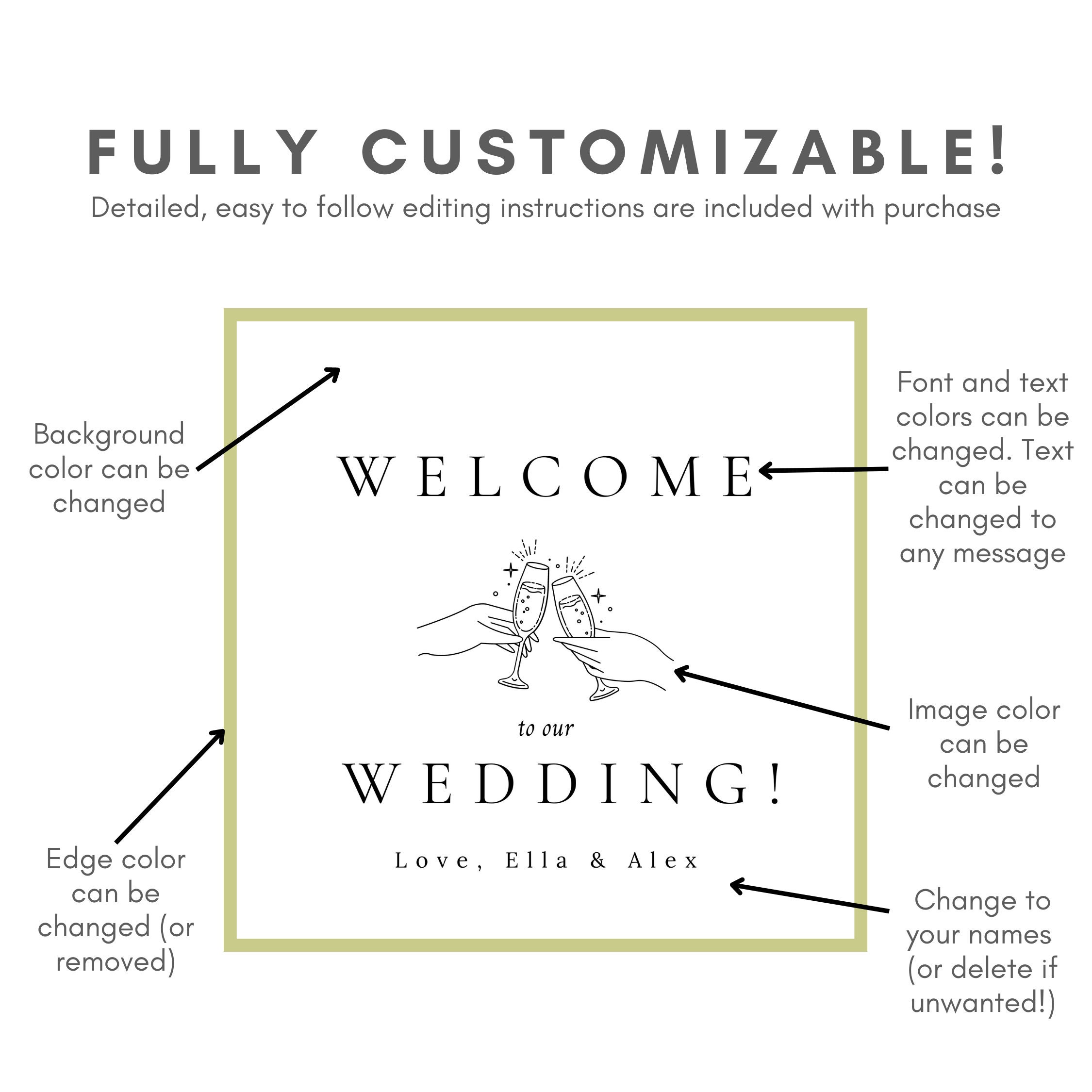 Wedding or Bachelorette Welcome Bag Stickers | Editable Canva Template ...