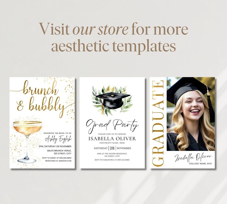 Graduation Invitation Template, Class of 2024, Pink Graduation Hat ...