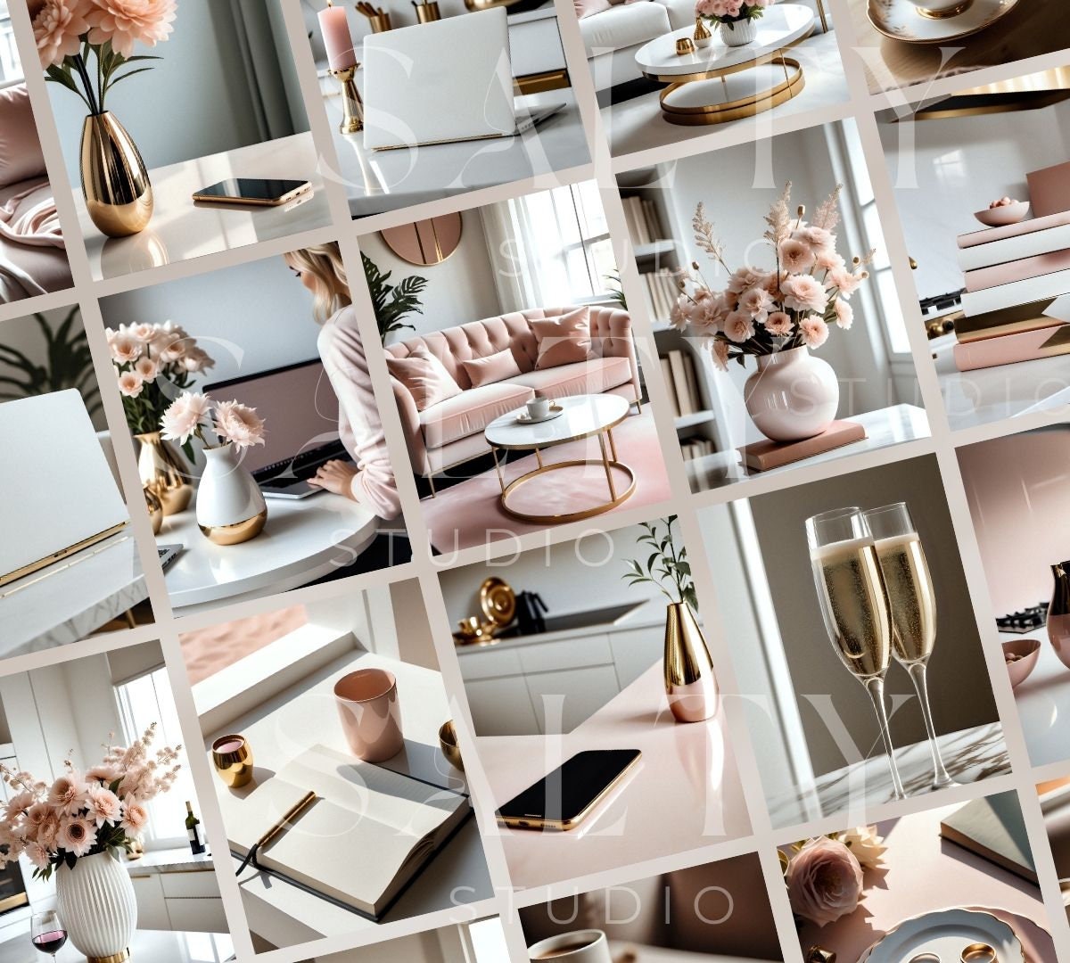 Blush and Gold Stock Photo Bundle Work From Home Pink Stock Photos ...