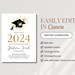 Class of 2024 Graduation Invitation Template, Grad Party Invite, Gold ...