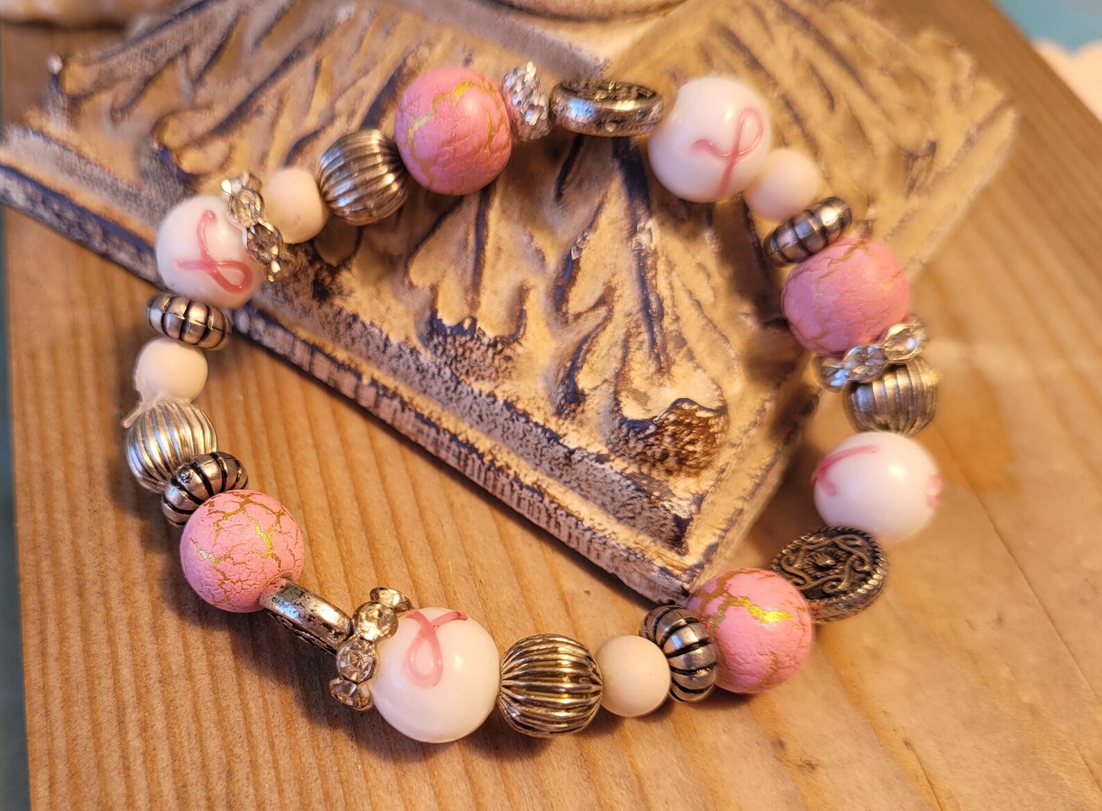 Beautiful Breast Cancer Awareness Handmade Bracelet - Etsy