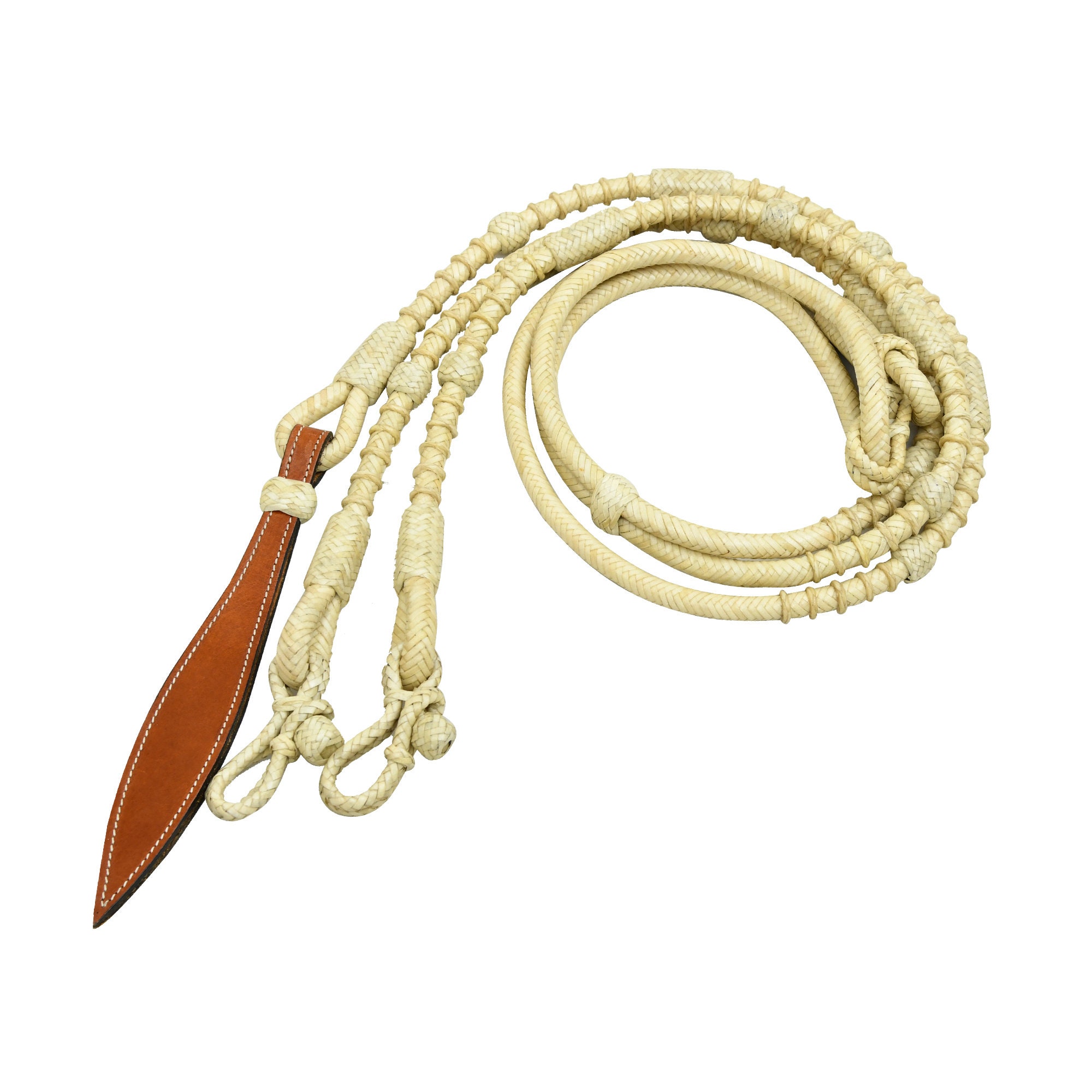 Western Rawhide Braided Leather Show Rommel Romel Romal Reins Natural ...