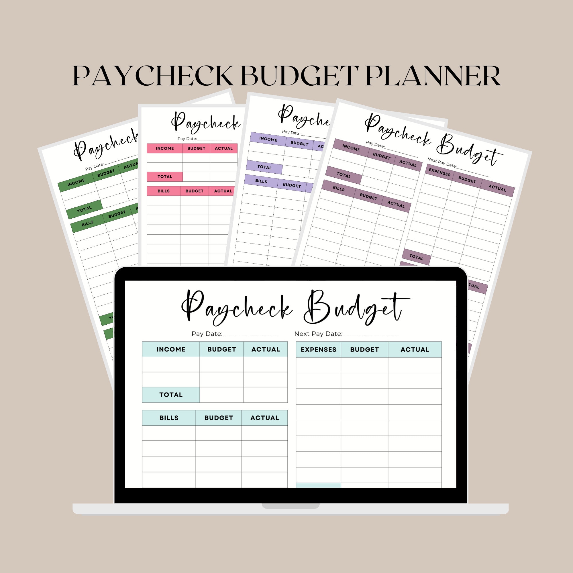 Paycheck Budget Template Printable, Paycheck Budget Printable, Budget ...