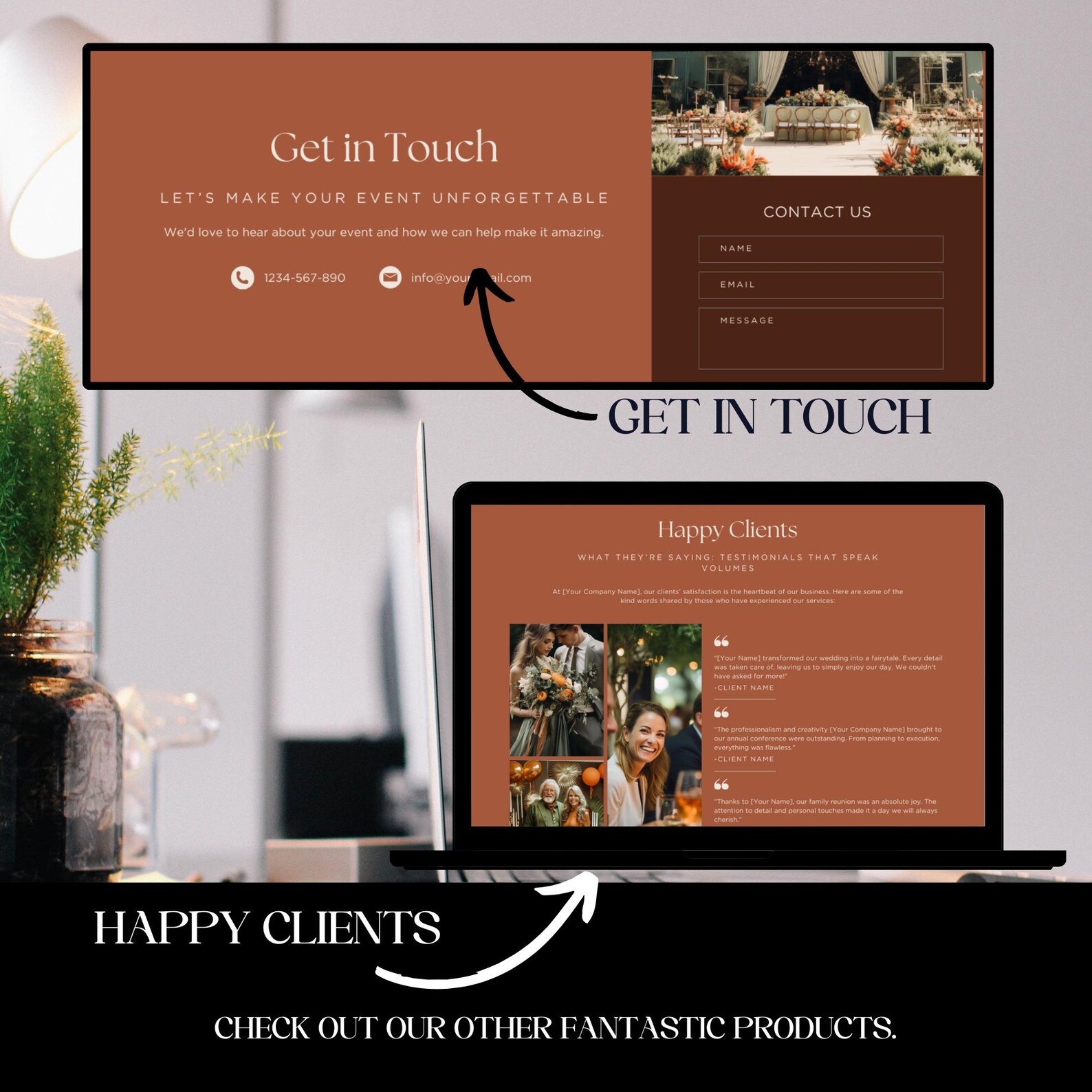 Event Planning Website Template: Maroon Collection, DIY Canva Design - Etsy