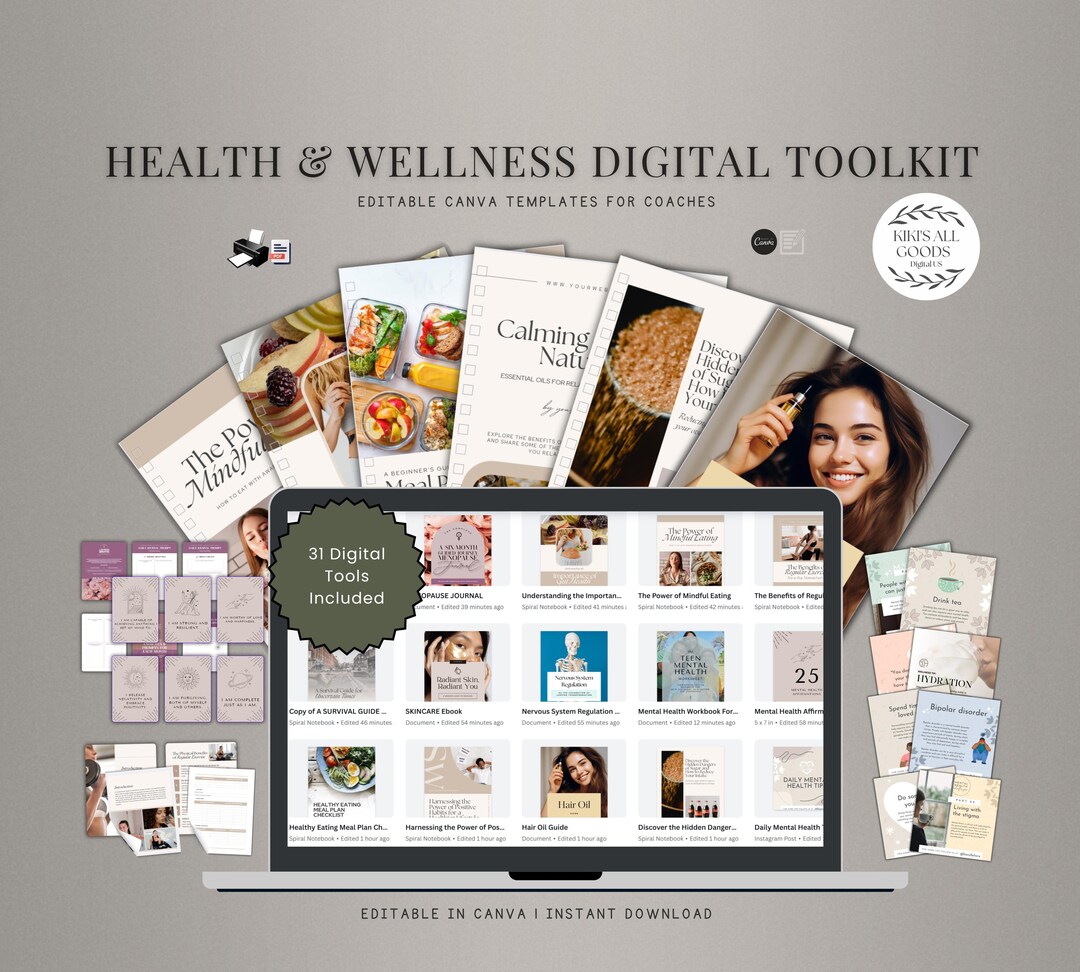 Health and Wellness Digital Toolkit: Journals, Planners & Self Care ...