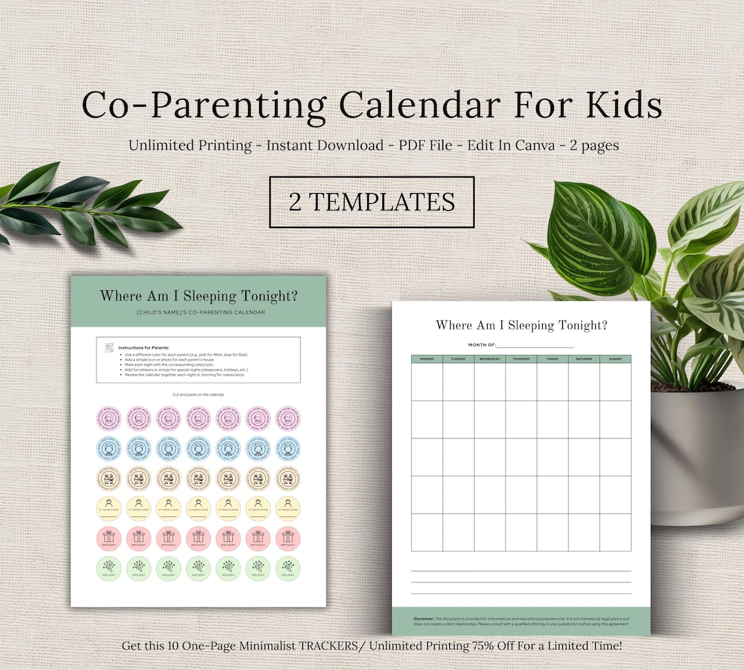 Co-parenting Calendar, Kid Visual Schedule, Custody Planner (digital ...