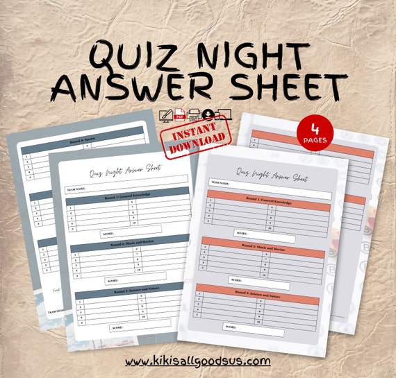 Answer Sheet Template Editable
