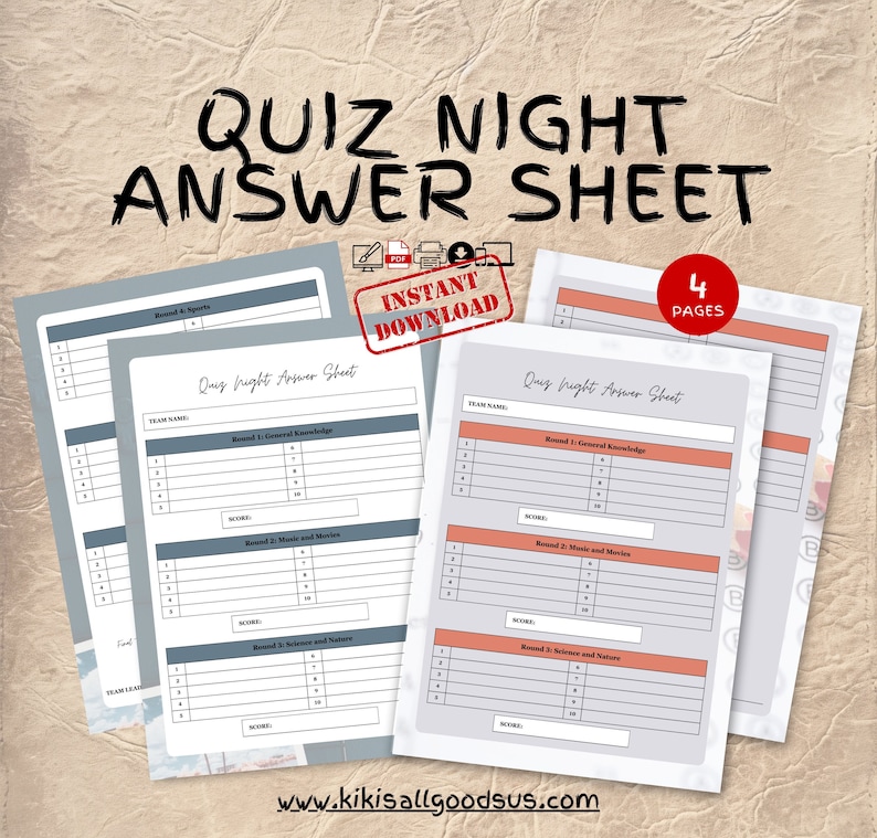 Quiz Night Answer Sheet Template: Editable Trivia Score Sheet ...