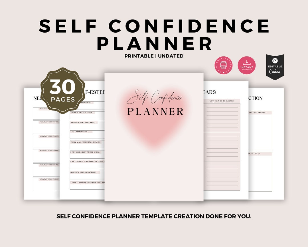 Self-esteem Worksheet: Confidence Planner Digital Bundle (PLR MRR ...
