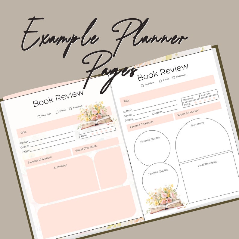 Book Review Template Goodnotes, Digital Reading Journal, Simple Book ...